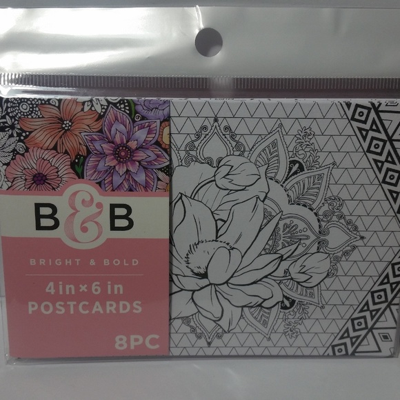 B&B Bright and Bold | Office | 5 Adult Coloring Color Your Own Postcard ...